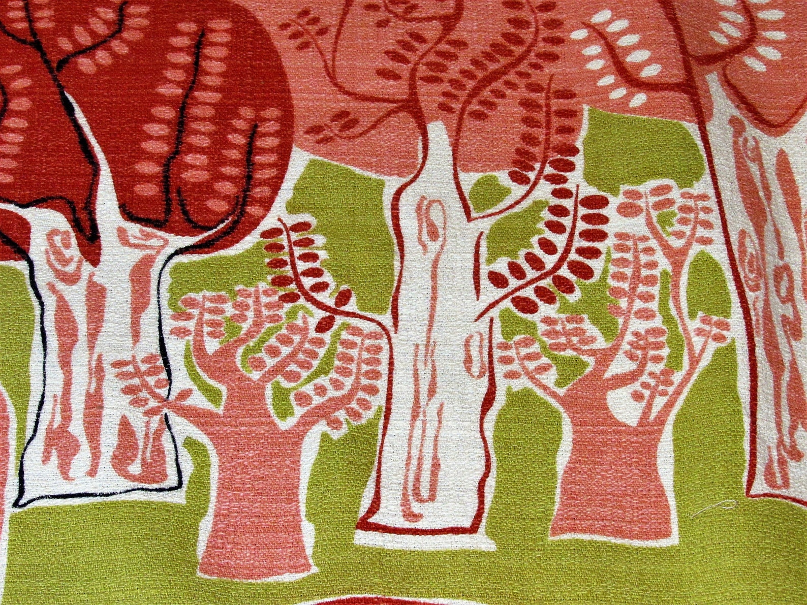 Psychadelic ATOMIC TREES Barkcloth Vintage Fabric Yardage Mid - Etsy