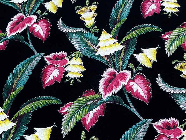 30's Deco Black BARKCLOTH Pride of South Beach Miami Barkcloth Vintage ...