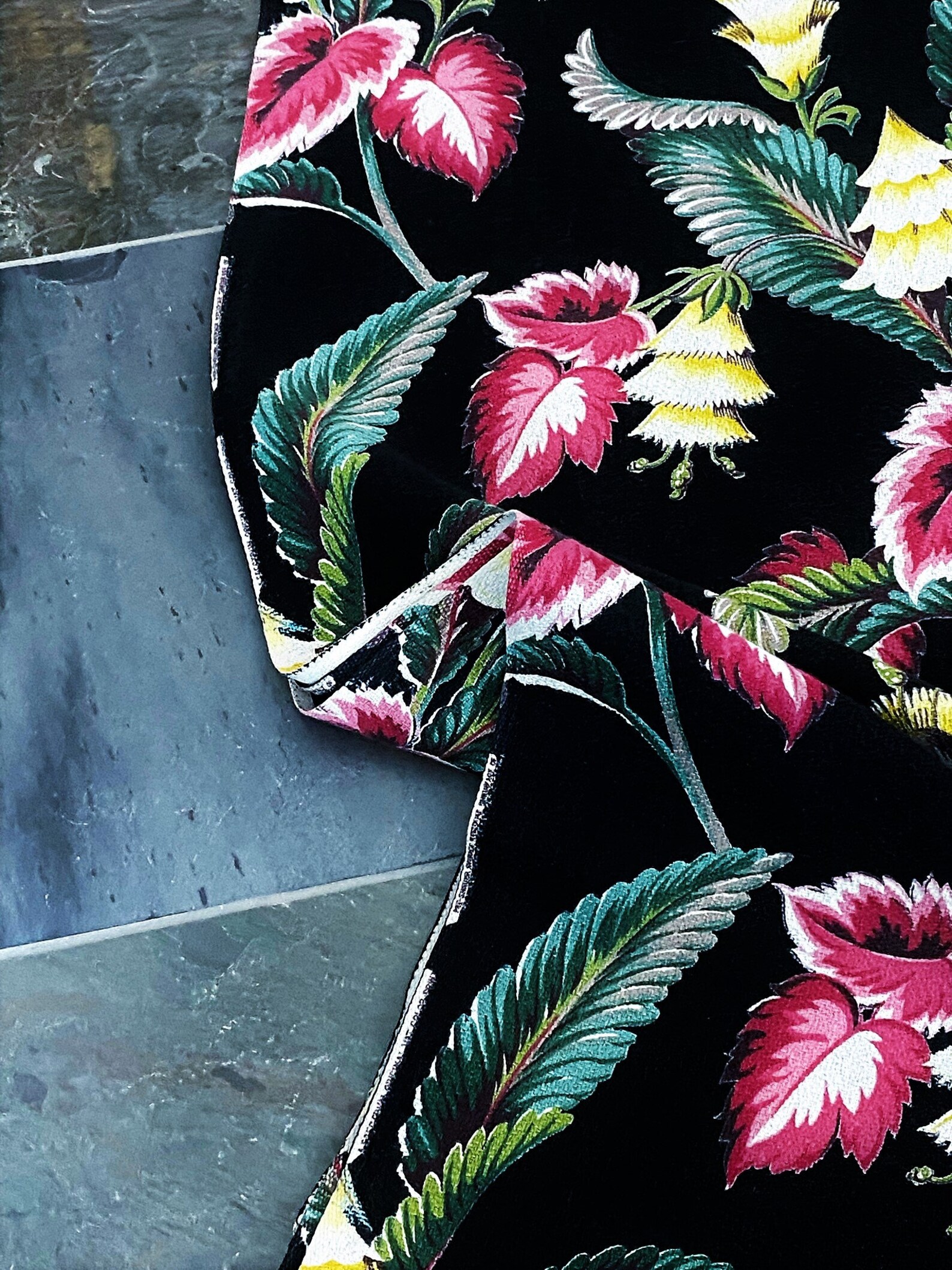 30's Deco Black BARKCLOTH Pride of South Beach Miami Barkcloth Vintage ...