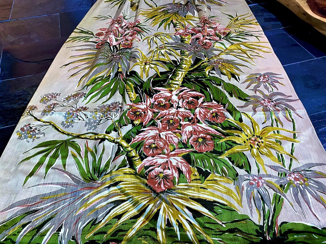 Los Angeles Dessert Yucca Barkcloth Satin Vintage Fabric Drape Curtain ...