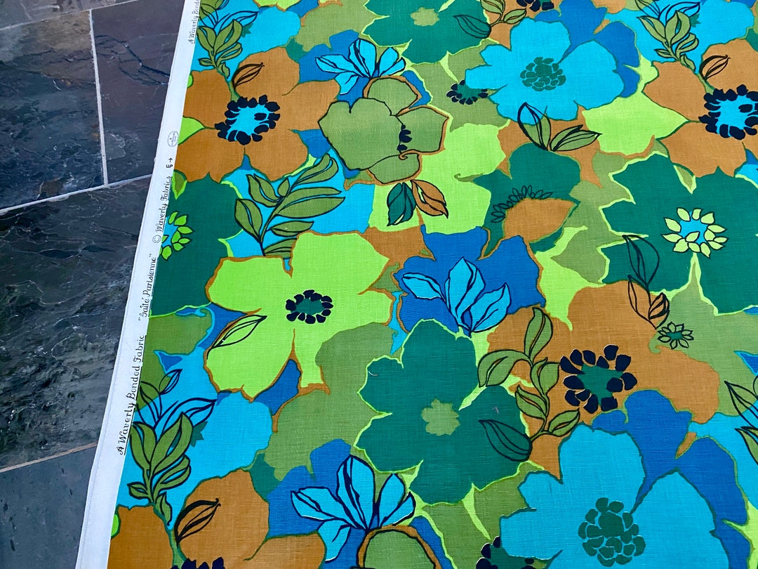 Mod 60's Mid Century Op Art Panton Floral Style Vintage Fabric Yardage ...