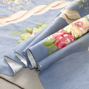 Cottage Blue Floral Barkcloth Vintage Fabric Victoriana Bungalow Style ...