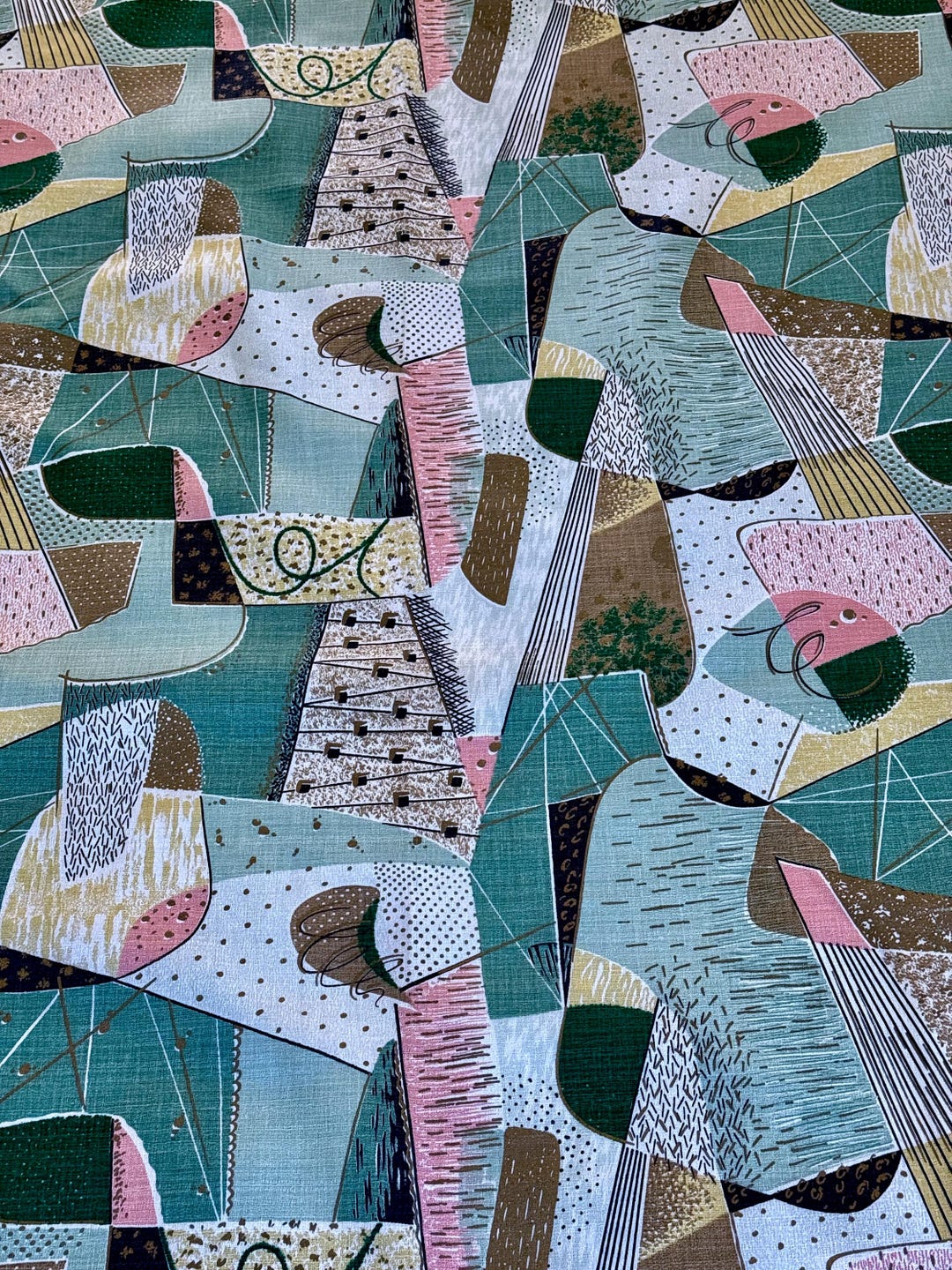 Outrageous 50s Mid Century Spectrum Atomic Miami Beach Barkcloth ...