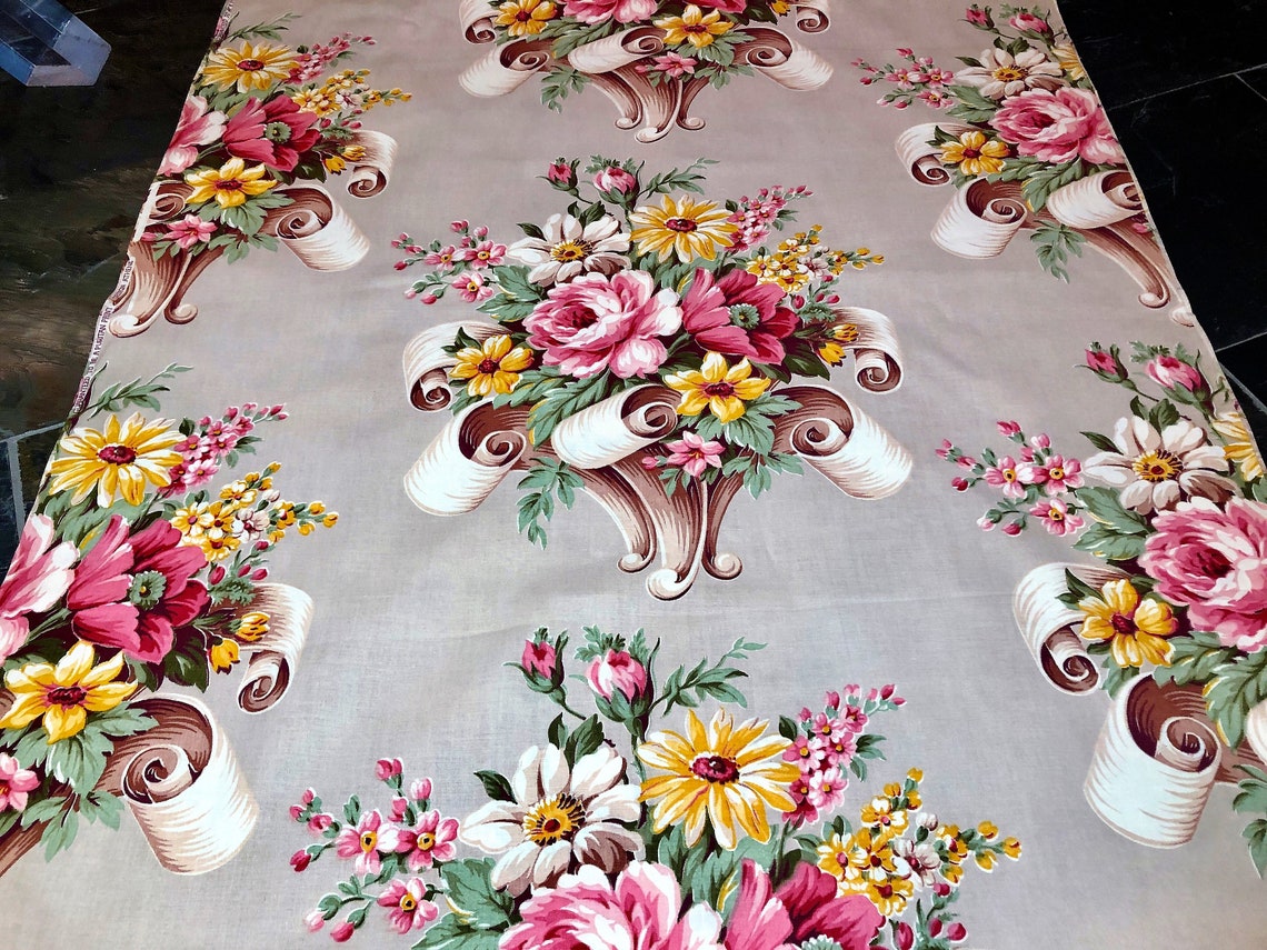 Rococo Victoriana Chic Barkcloth Era Vintage Fabric Cotton | Etsy