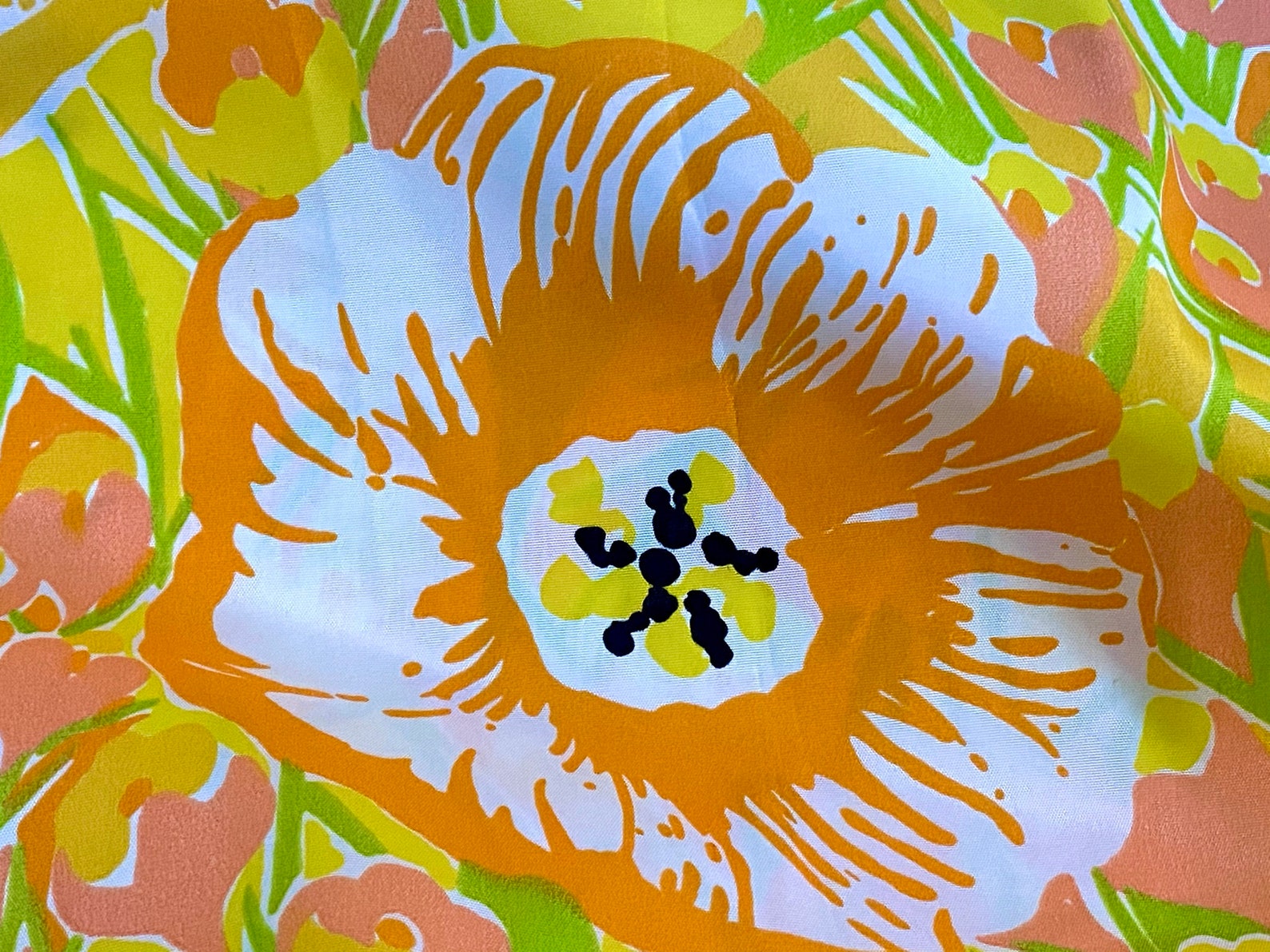 1960's FLOWER POWER Vintage Fabric Rayon Acetate Unused | Etsy