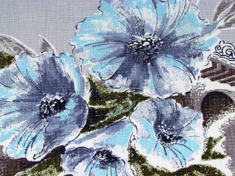 Greek Mediterranean Mid Century Barkcloth Vintage Fabric Cotton Yardage ...