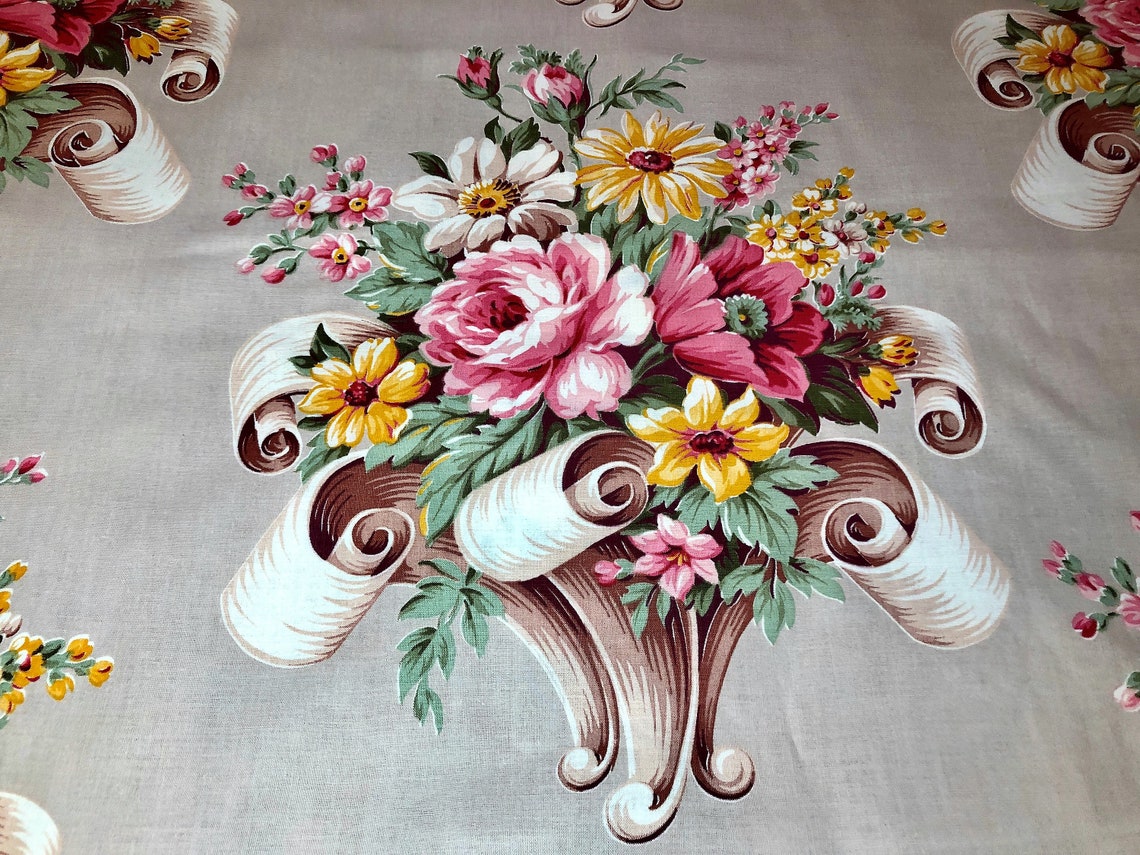 Rococo Victoriana Chic Barkcloth Era Vintage Fabric Cotton - Etsy