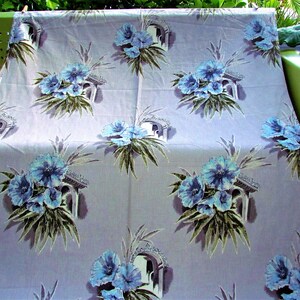 Greek Mediterranean Mid Century Barkcloth Vintage Fabric Cotton Yardage ...