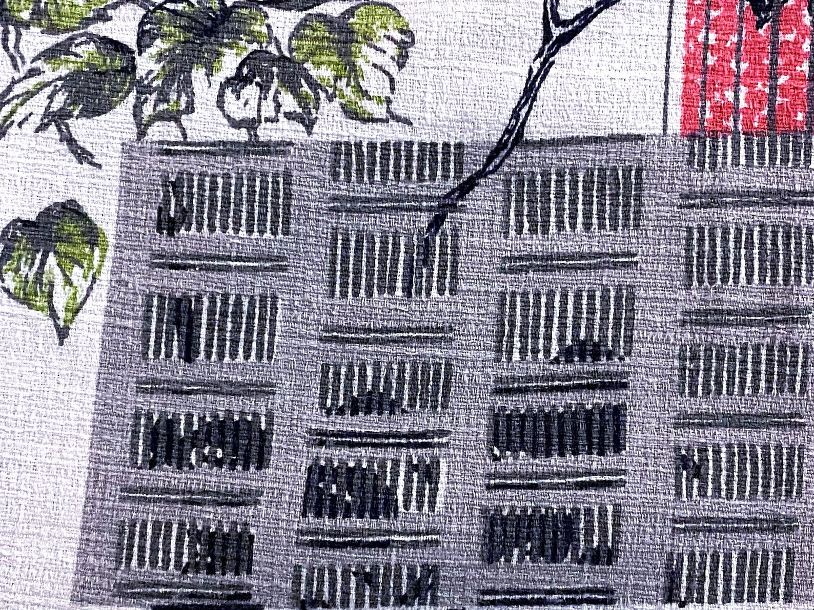 Atomic Asian Breeze Block Screens Barkcloth Vintage Fabric Tablecloth ...
