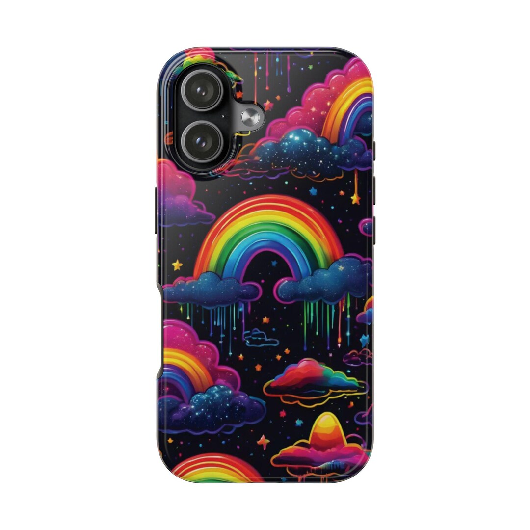 Neon Rainbows and Drippy Clouds Graphic Art | Tough Phone Case (33 ...