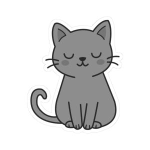 Gray Cat Kiss-cut Stickers - Cute Feline Line Art Decal for Cat Lovers ...
