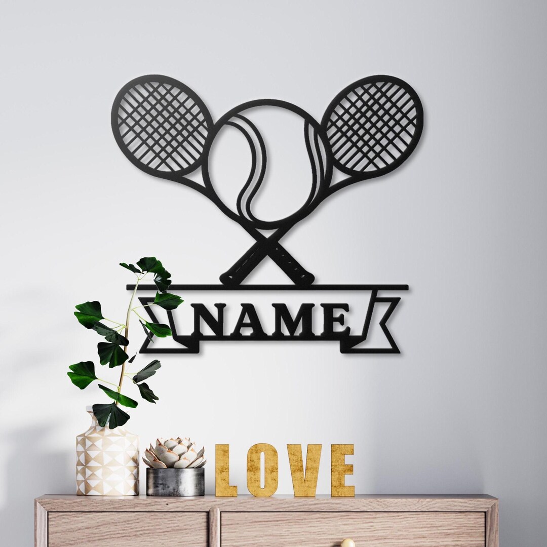 Personalized Tennis Name Wall Sign: Metal Wall Art for Player or Coach ...