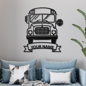 Personalized School Bus Metal Sign: Teacher or Bus Driver Gift Bus Wall ...