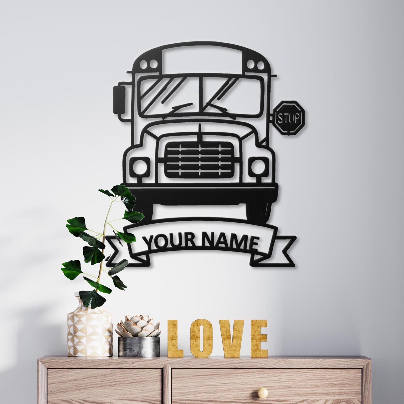 Personalized School Bus Metal Sign: Teacher or Bus Driver Gift Bus Wall ...