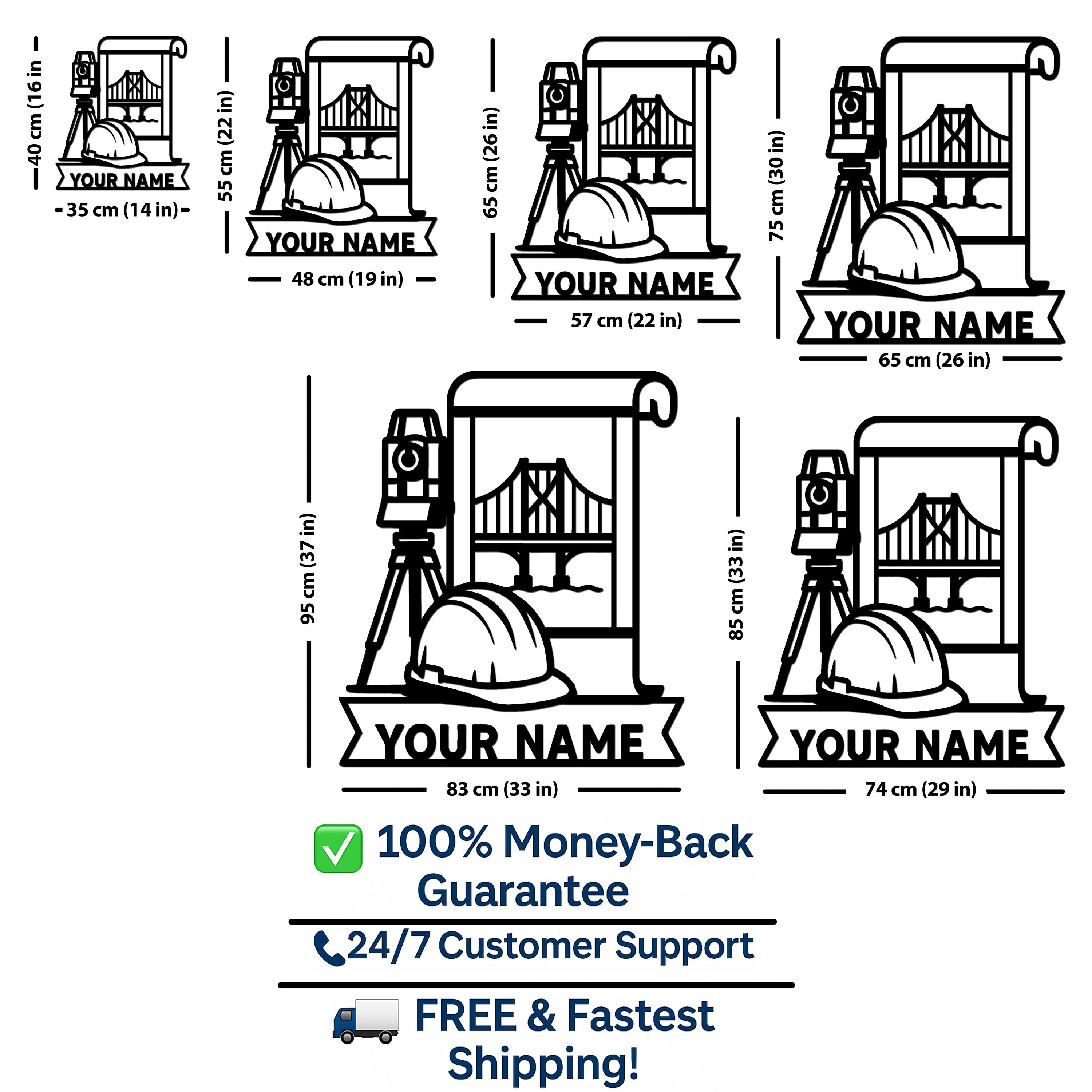Personalized Civil Engineer Metal Wall Art: Bridge Blueprint ...