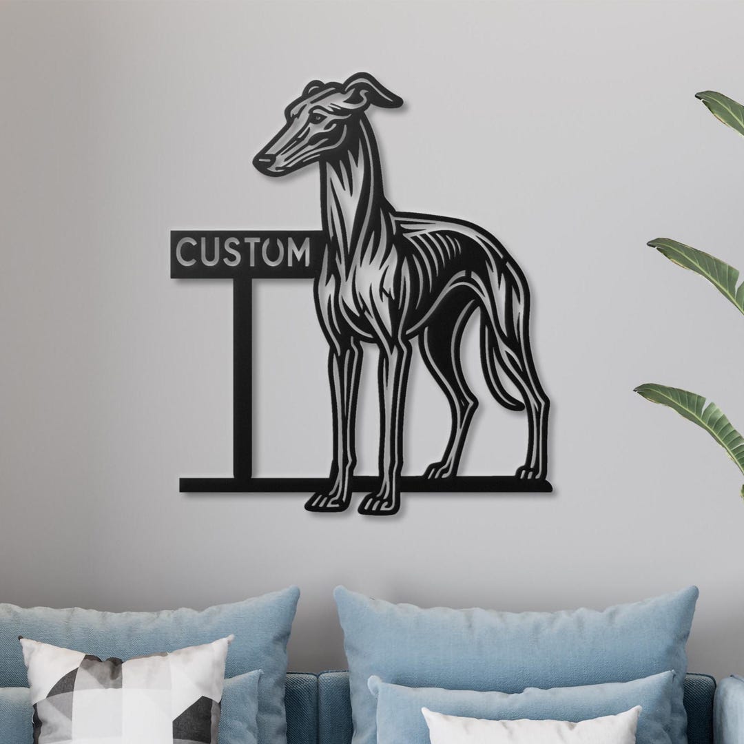 Custom Whippet Metal Sign: Personalized Sighthound Wall Art, Modern ...