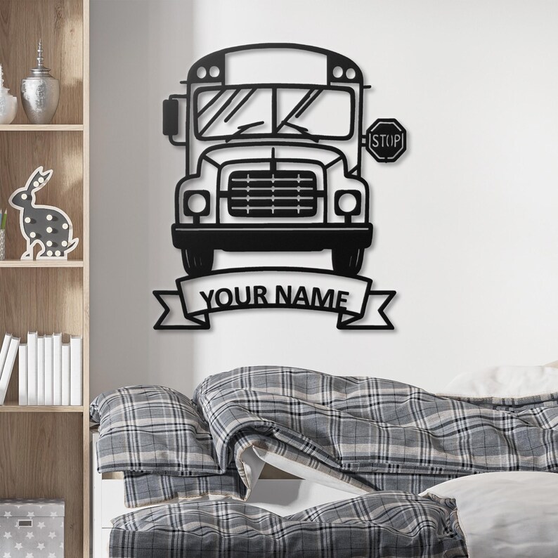 Personalized School Bus Metal Sign: Teacher or Bus Driver Gift Bus Wall ...