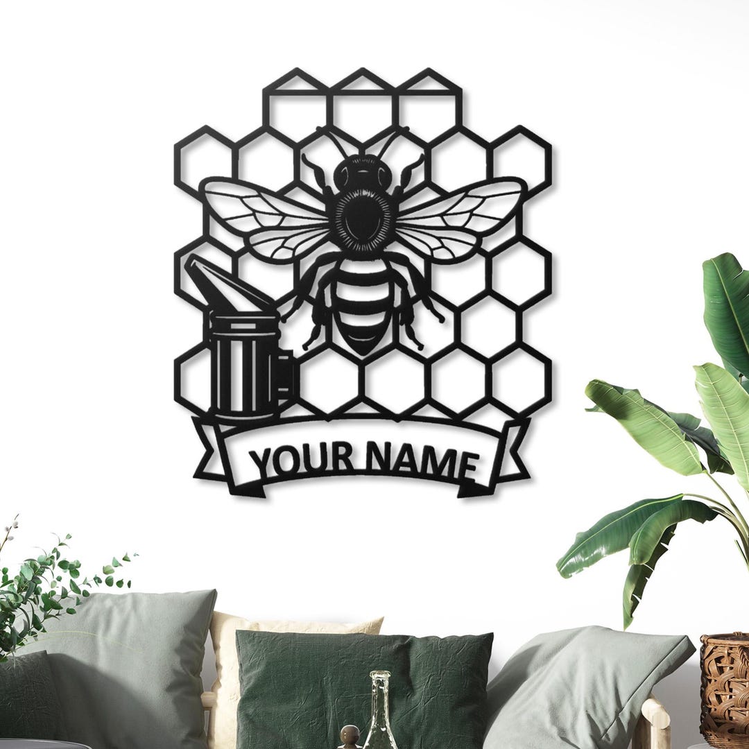 Personalized Bee Metal Sign: Custom Honeycomb Wall Decor, Beekeeper ...