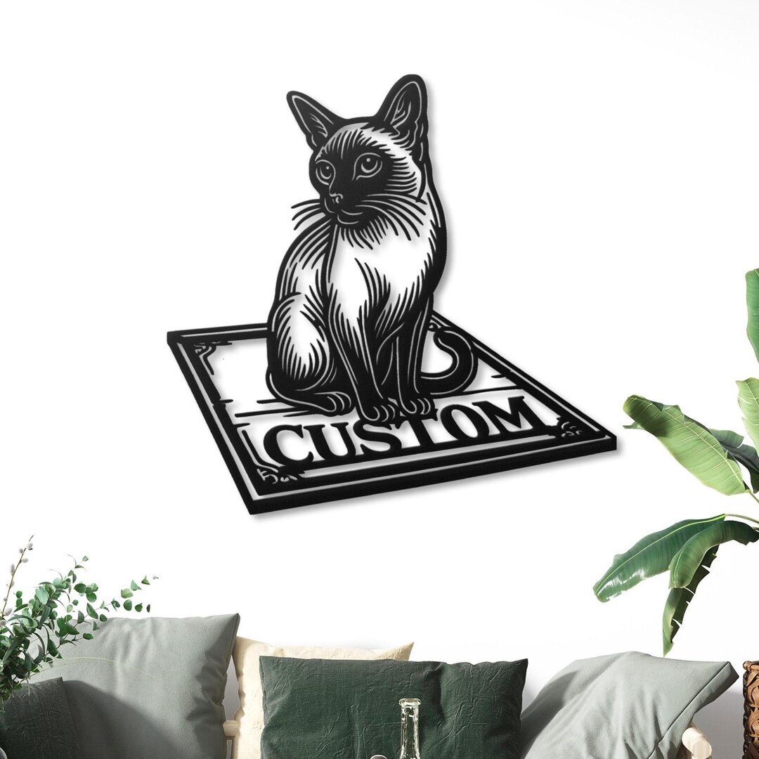 Personalized Siamese Cat Metal Sign: Elegant Colorpoint Cat Wall Decor ...