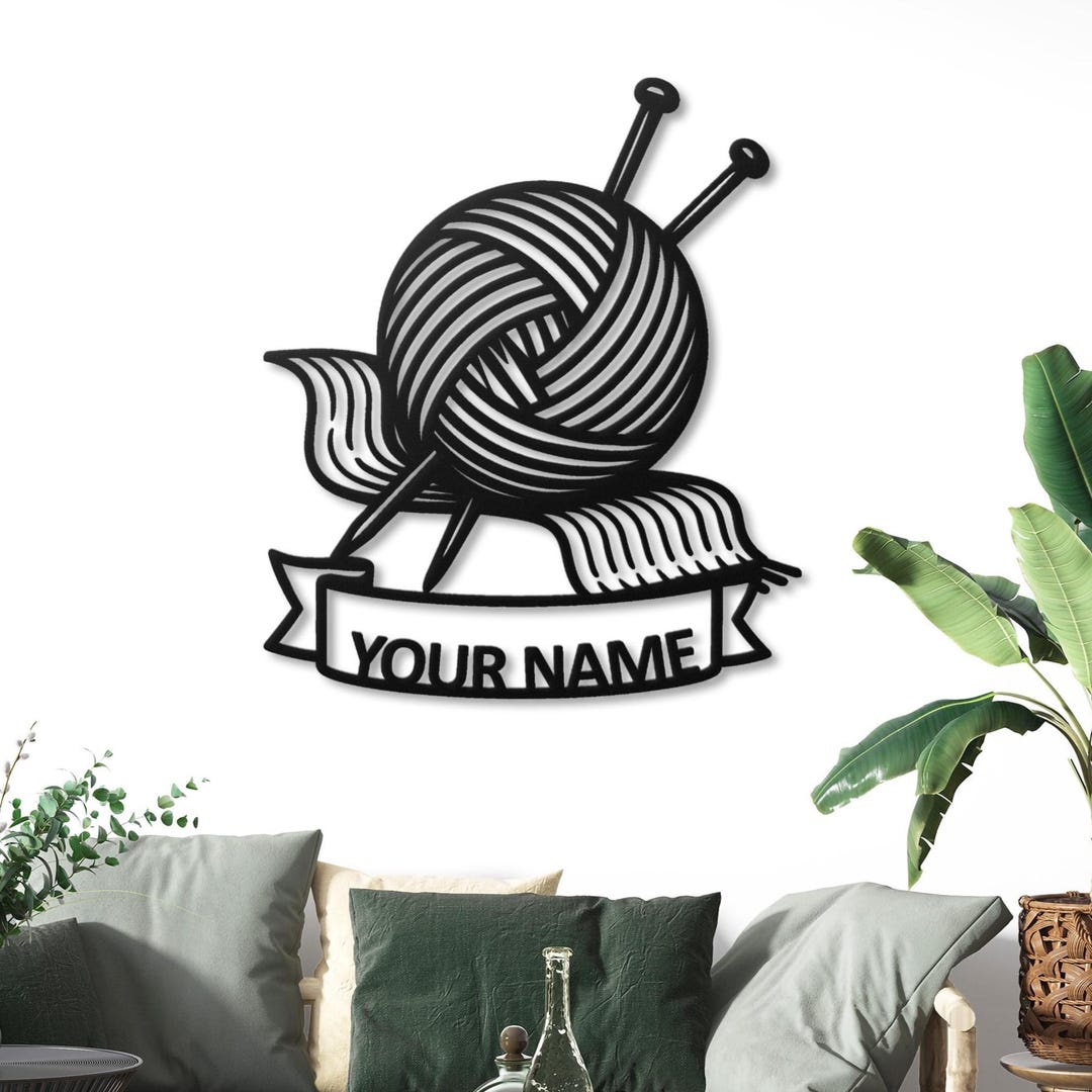 Personalized Knitting Metal Sign: Yarn Lover Craft Room Wall Decor - Etsy