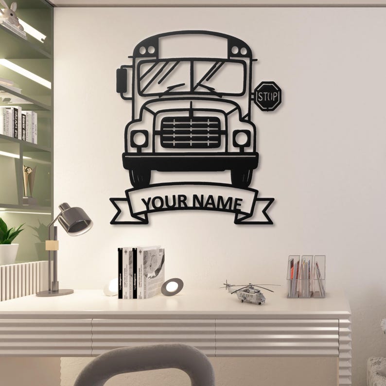 Personalized School Bus Metal Sign: Teacher or Bus Driver Gift Bus Wall ...