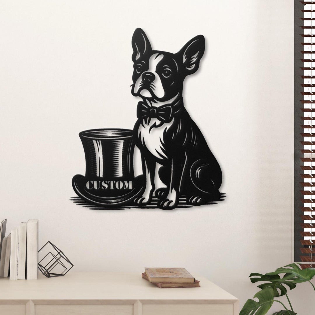 Custom Boston Terrier Metal Sign: Personalized Dapper Dog Wall Decor - Etsy