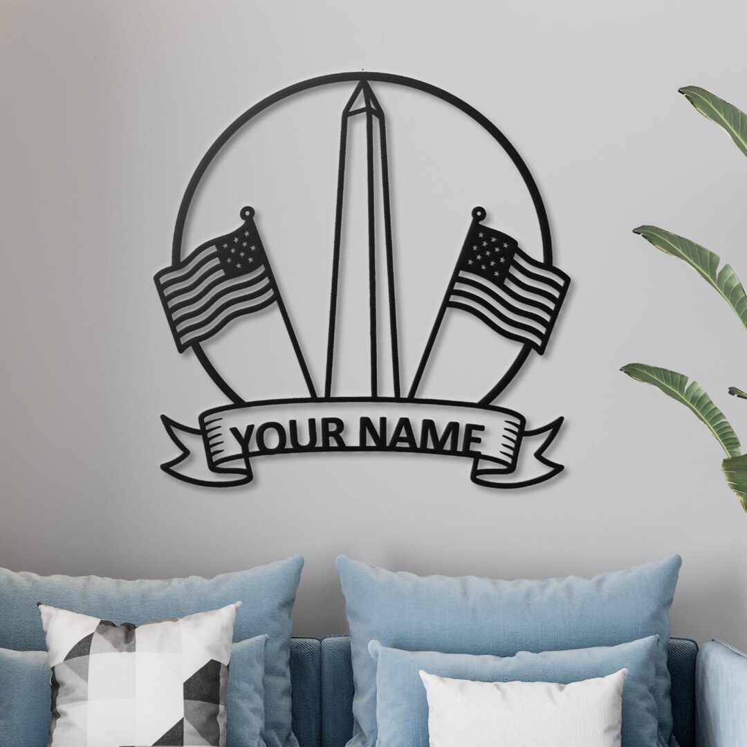 Personalized Washington Monument Metal Art: Patriotic American Flag ...