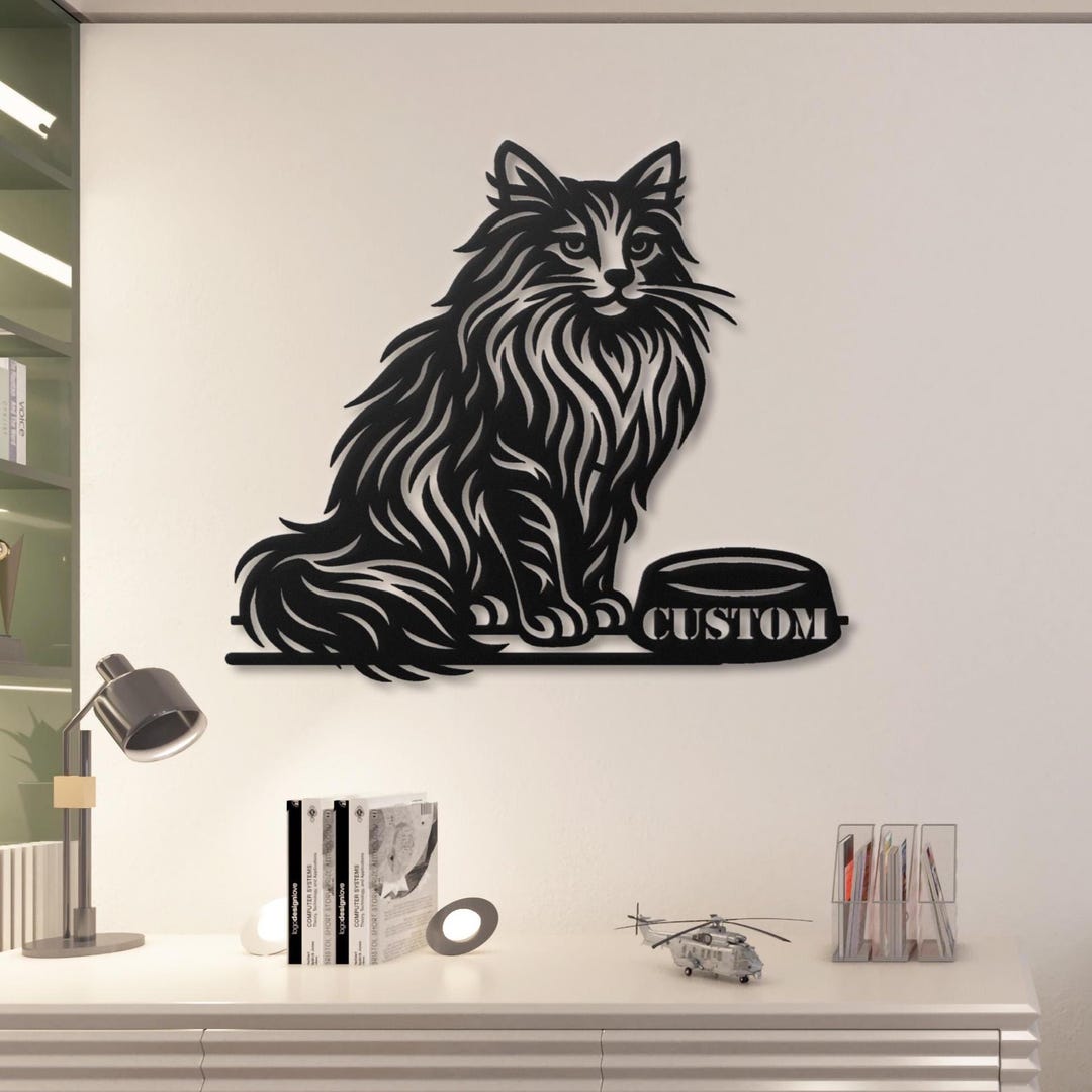 Custom Long Haired Cat Metal Sign: Personalized Pet Name Wall Decor - Etsy