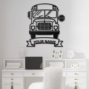 Personalized School Bus Metal Sign: Teacher or Bus Driver Gift Bus Wall ...