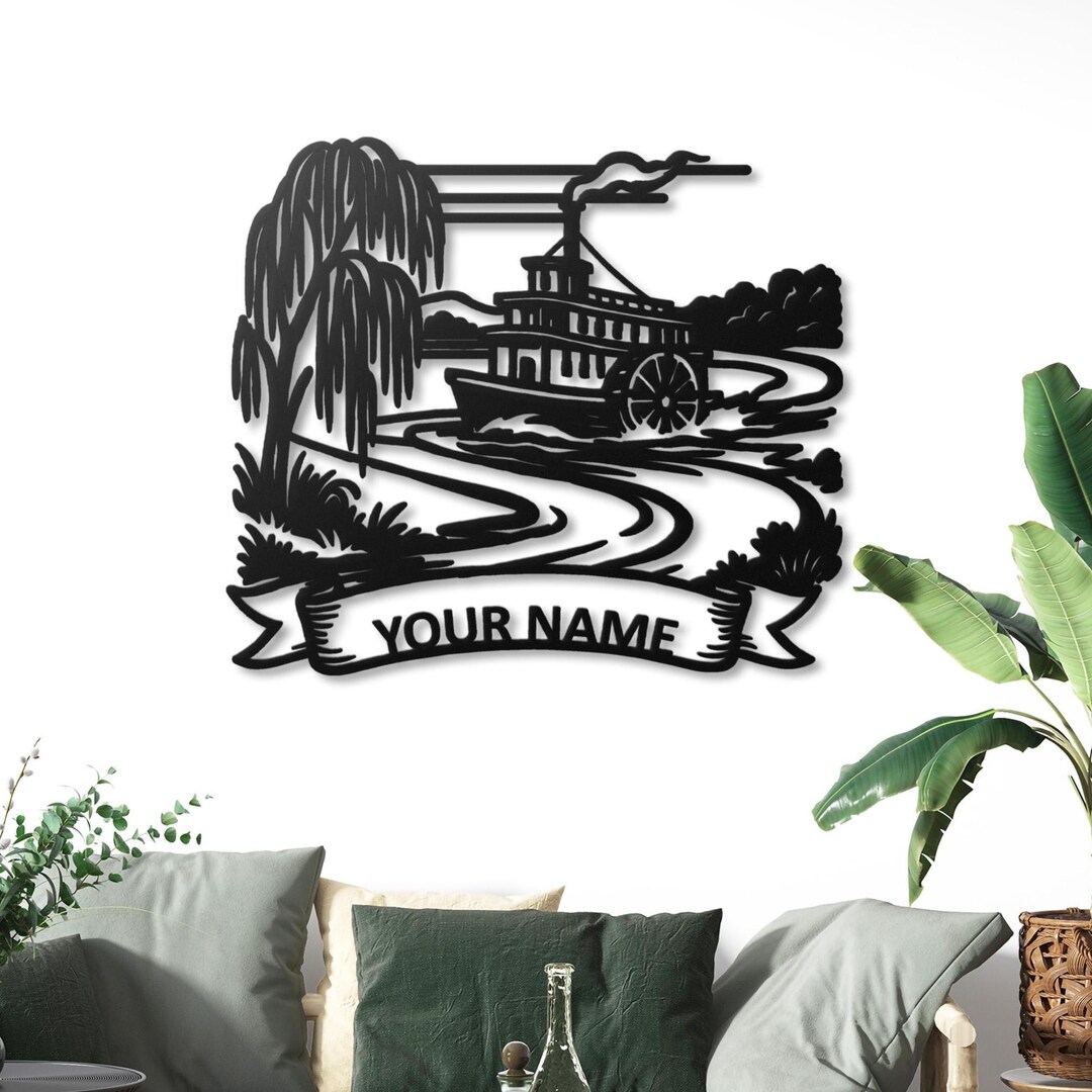 Personalized Mississippi River Steamboat Metal Art: Southern Landscape ...