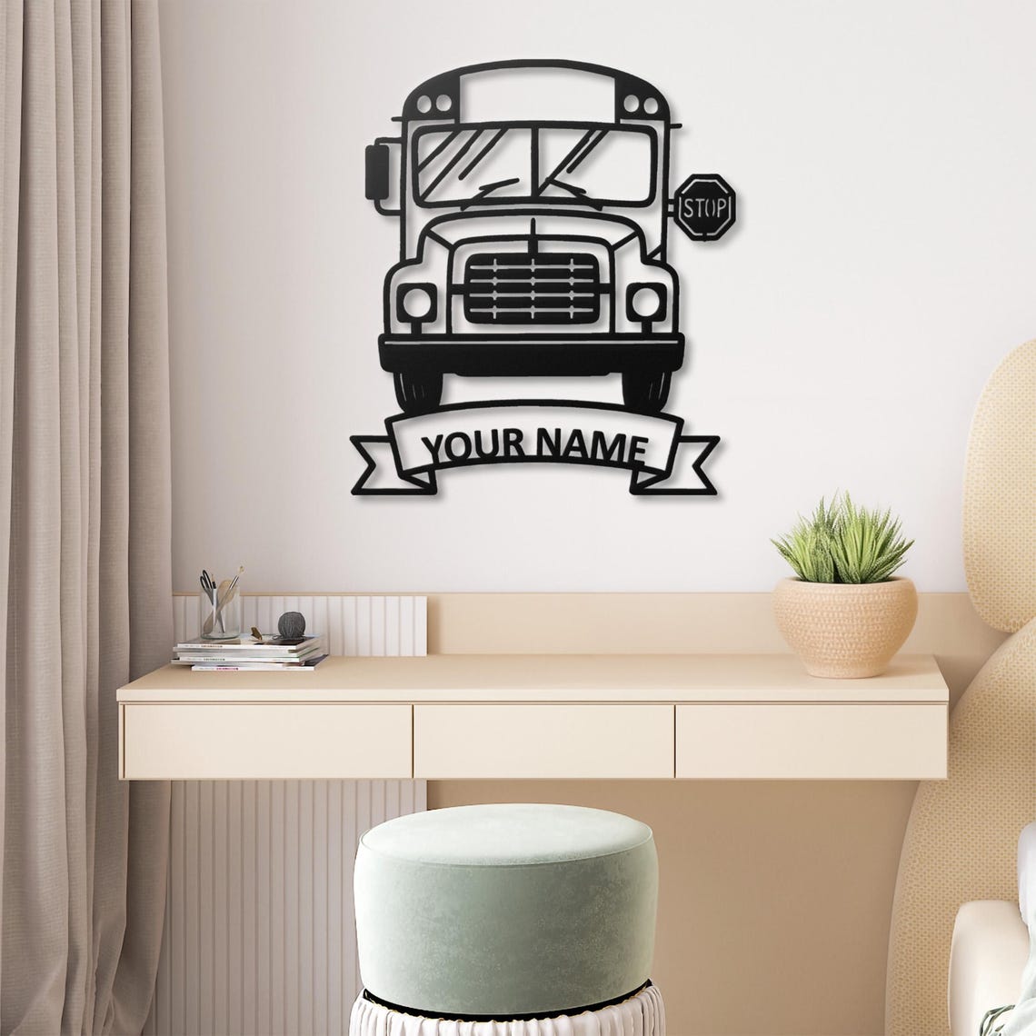 Personalized School Bus Metal Sign: Teacher or Bus Driver Gift Bus Wall ...
