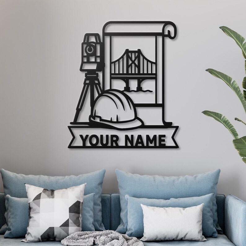 Personalized Civil Engineer Metal Wall Art: Bridge Blueprint ...