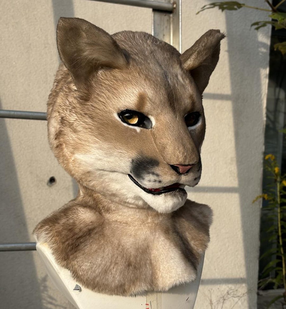 Movable Jaw Mountain Lion Puma Head Realistic Fursuit Headpiece Furry ...