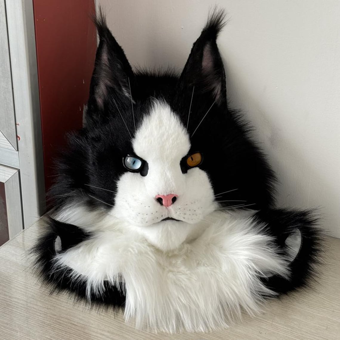 Maine Coon Movable Jaw Realistic Cat Fursuit Head Cosplay Headpiece ...
