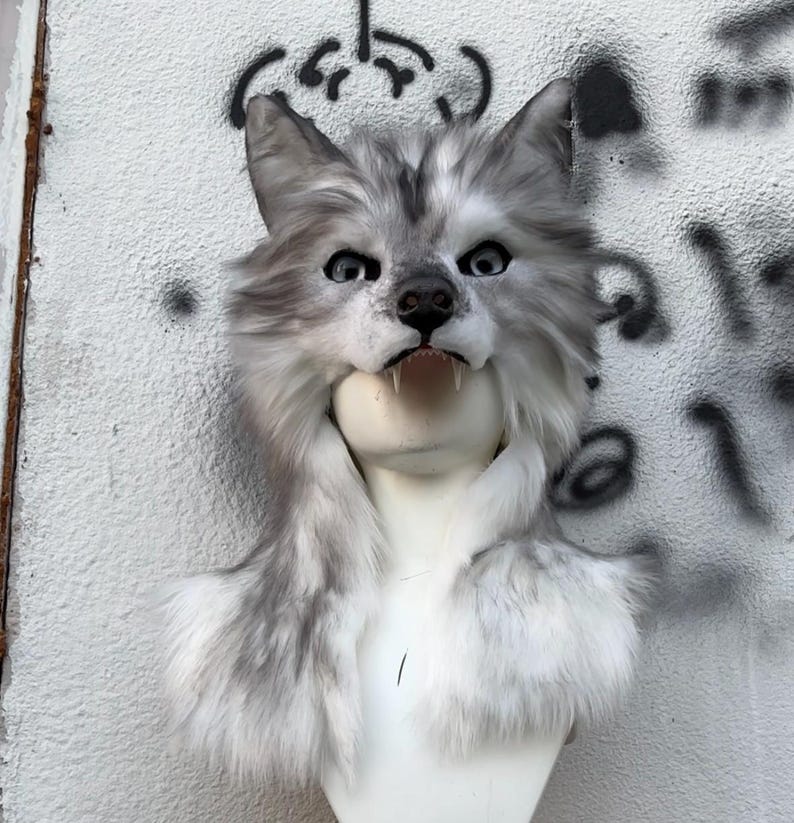 Realistic Gray Wolf Fursuit Hat: Handmade Cosplay Costume - Etsy