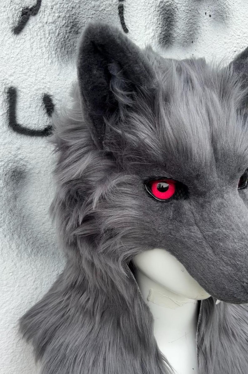 Gray Wolf Fursuit Hat: Handmade Realistic Cosplay Headpiece - Etsy