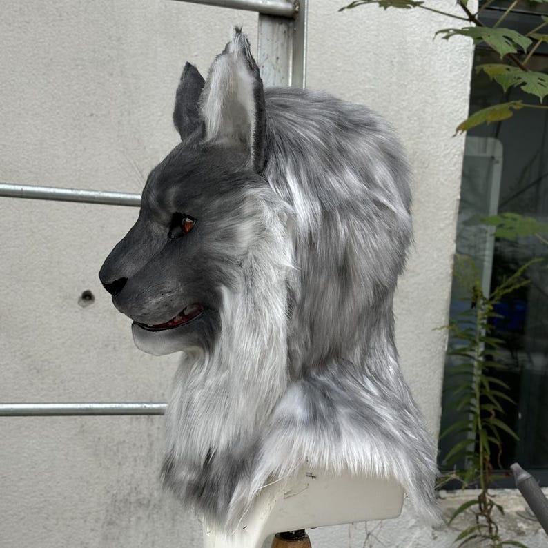 Movable Jaw Smoke Maine Coon Head Realistic Fursuit Headpiece Cosplay ...