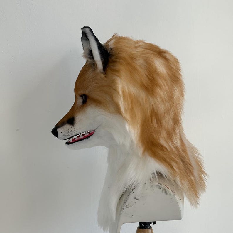 Red Fox Realistic Fursuit Headpiece Movable Jaw Halloween Costumes ...