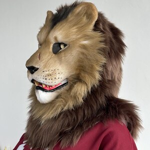 Premade Movable Jaw Scar Lion Head Realistic Fursuit Headpiece Cosplay ...