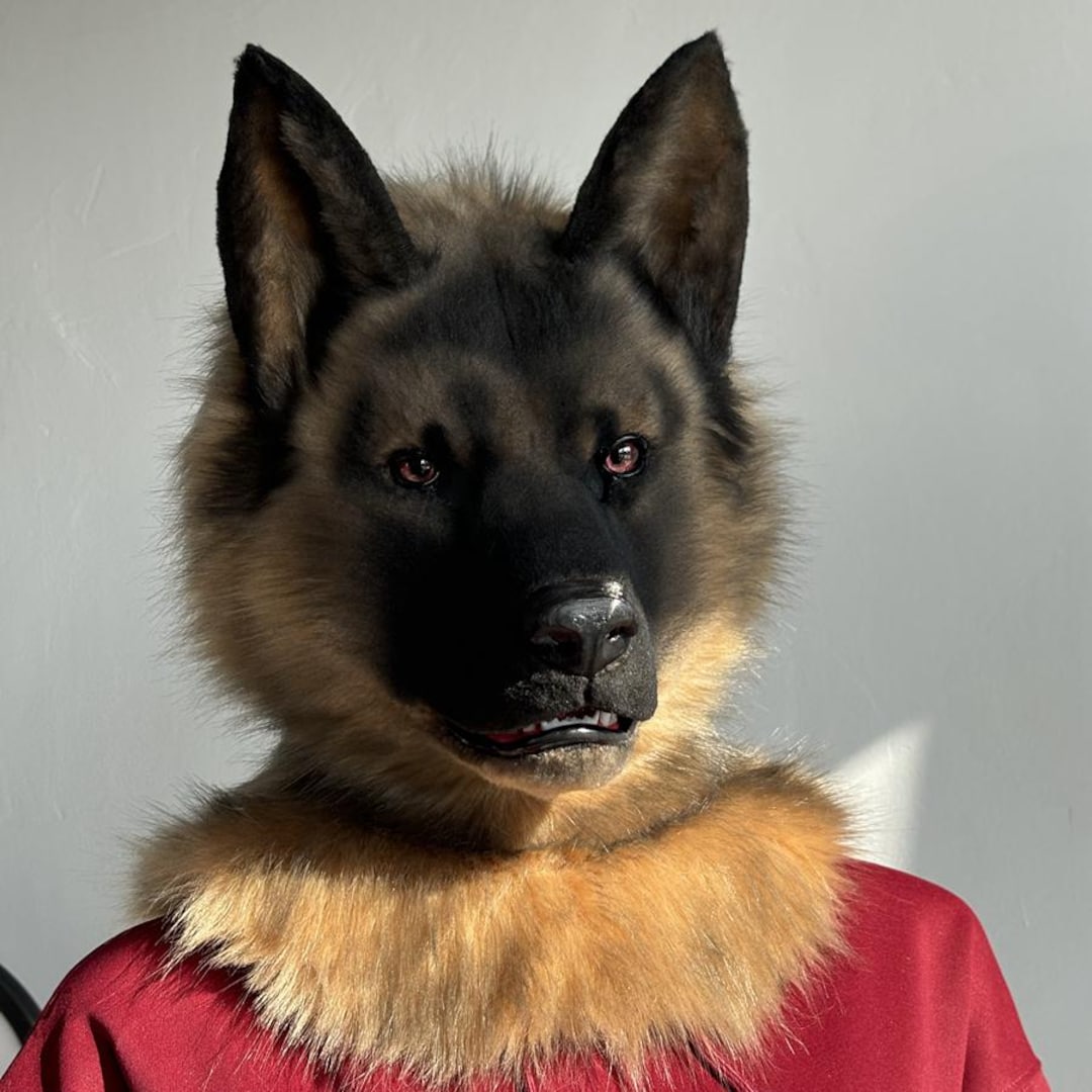 Movable Jaw German Shepherd Realistic Fursuit Head Dog Cosplay Mask ...