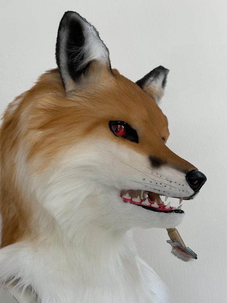 Red Fox Realistic Fursuit Headpiece Movable Jaw Halloween Costumes ...
