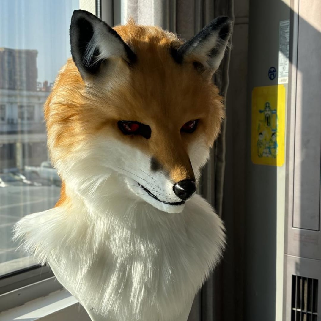 Red Fox Realistic Fursuit Headpiece Movable Jaw Halloween Costumes ...