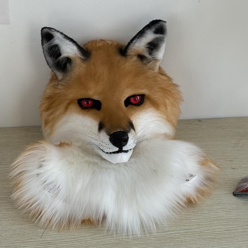 Red Fox Realistic Fursuit Headpiece Movable Jaw Halloween Costumes ...