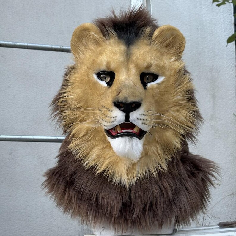 Premade Movable Jaw Scar Lion Head Realistic Fursuit Headpiece Cosplay ...