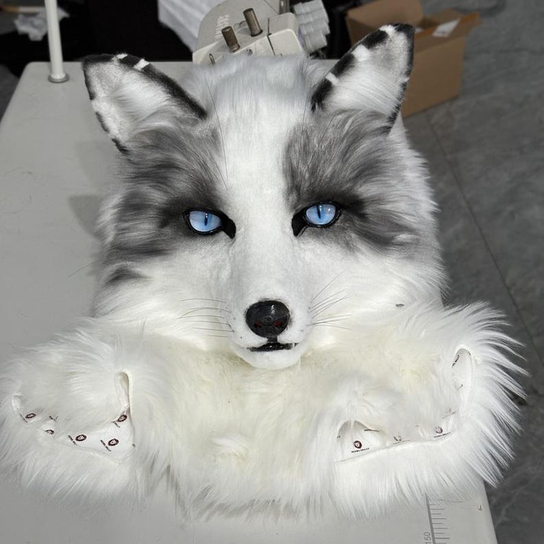 Movable Jaw Fox Head Realistic Fursuit Headpiece Furry Cosplay Mask ...