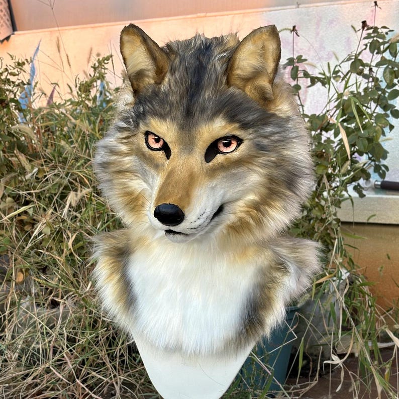 Premade Movable Jaw Realistic Wolf Fursuit Head Cosplay Beast Mask ...