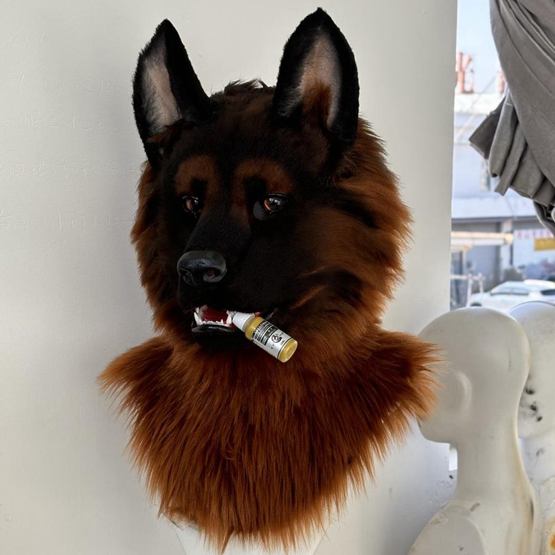 Movable Jaw German Shepherd Realistic Fursuit Head Dog Cosplay Mask ...