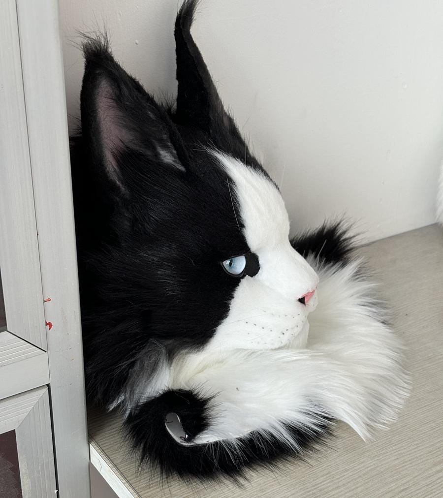 Maine Coon Movable Jaw Realistic Cat Fursuit Head Cosplay Headpiece ...