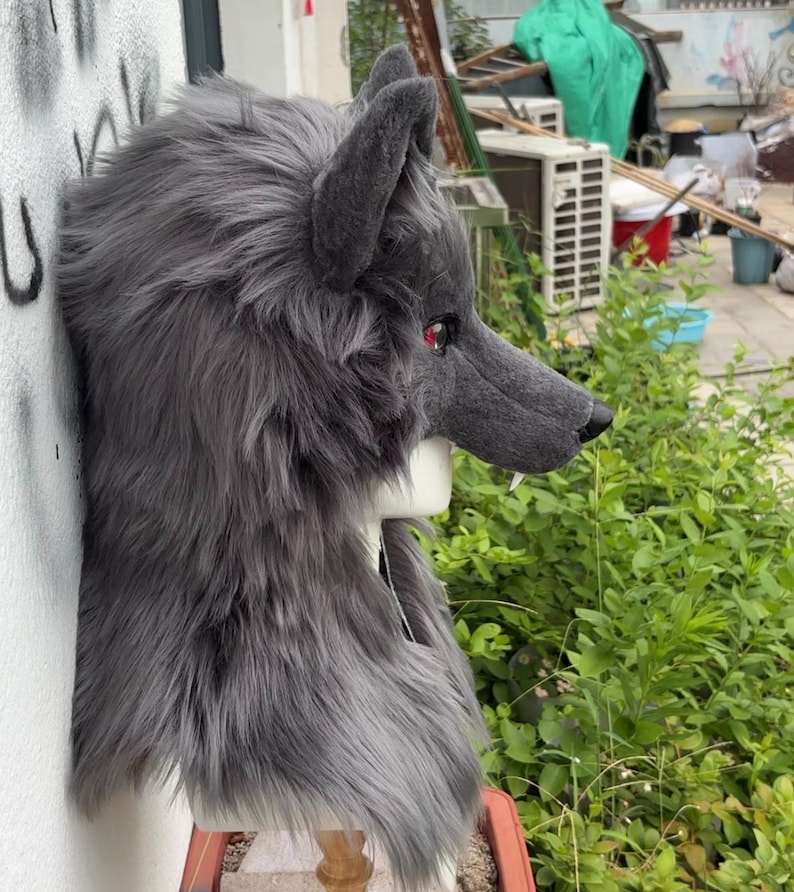 Gray Wolf Fursuit Hat: Handmade Realistic Cosplay Headpiece - Etsy