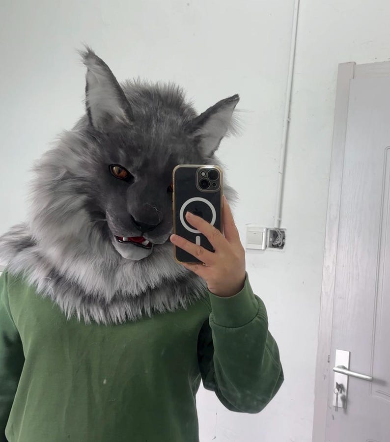 Movable Jaw Smoke Maine Coon Head Realistic Fursuit Headpiece Cosplay ...
